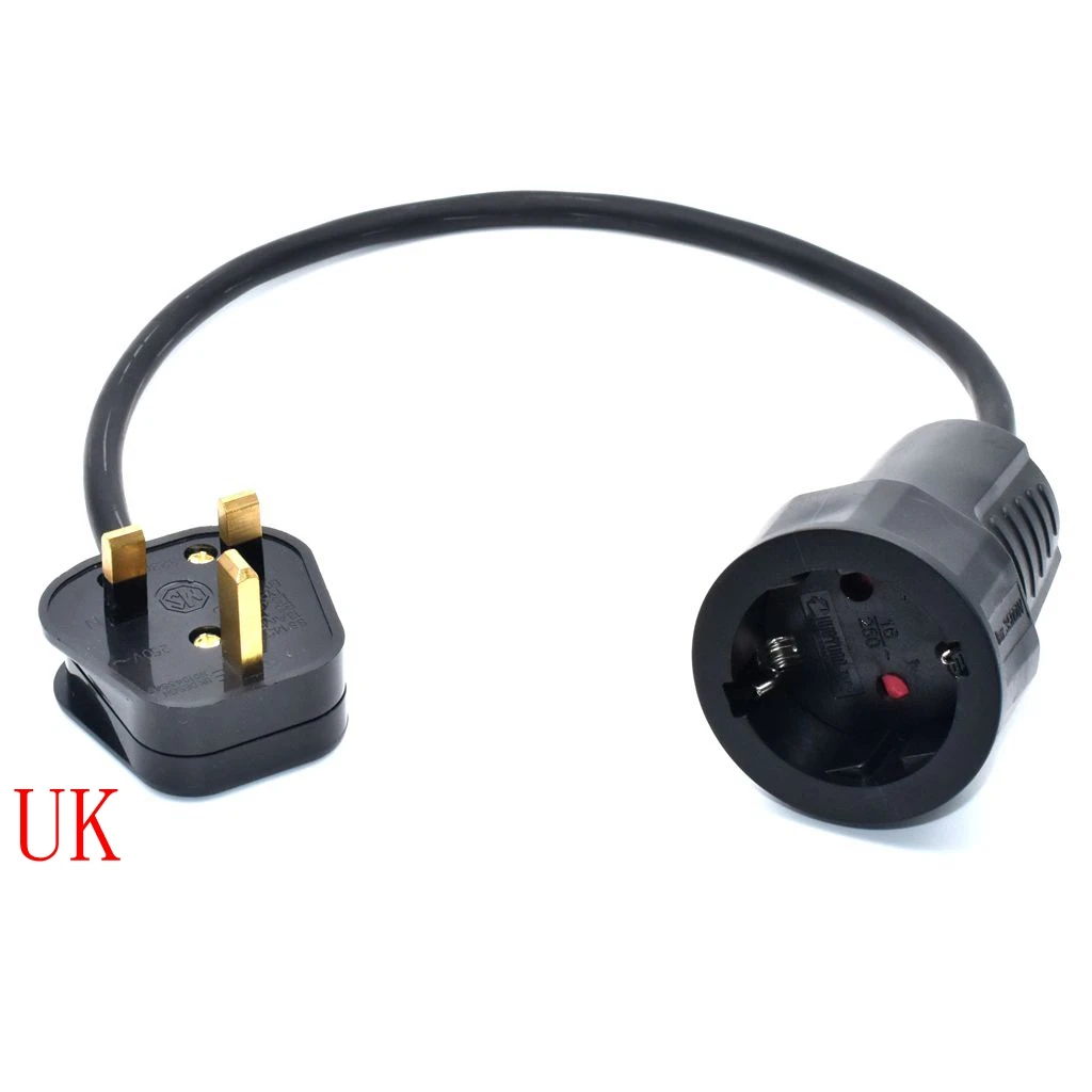 Uk/ Italy /south Africa 3pin Inlet Plug To Schuko Cee 7/3 Outlet ...