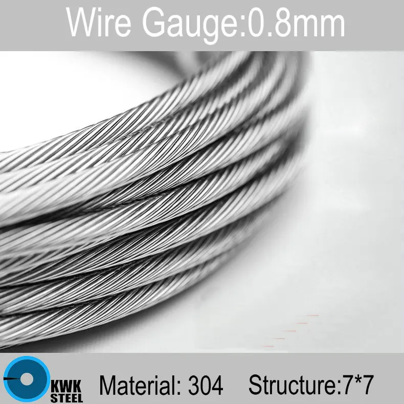 0.8mm Stainless Steel Wire Rope Structure 7*7 Stainless Steel Cable ...