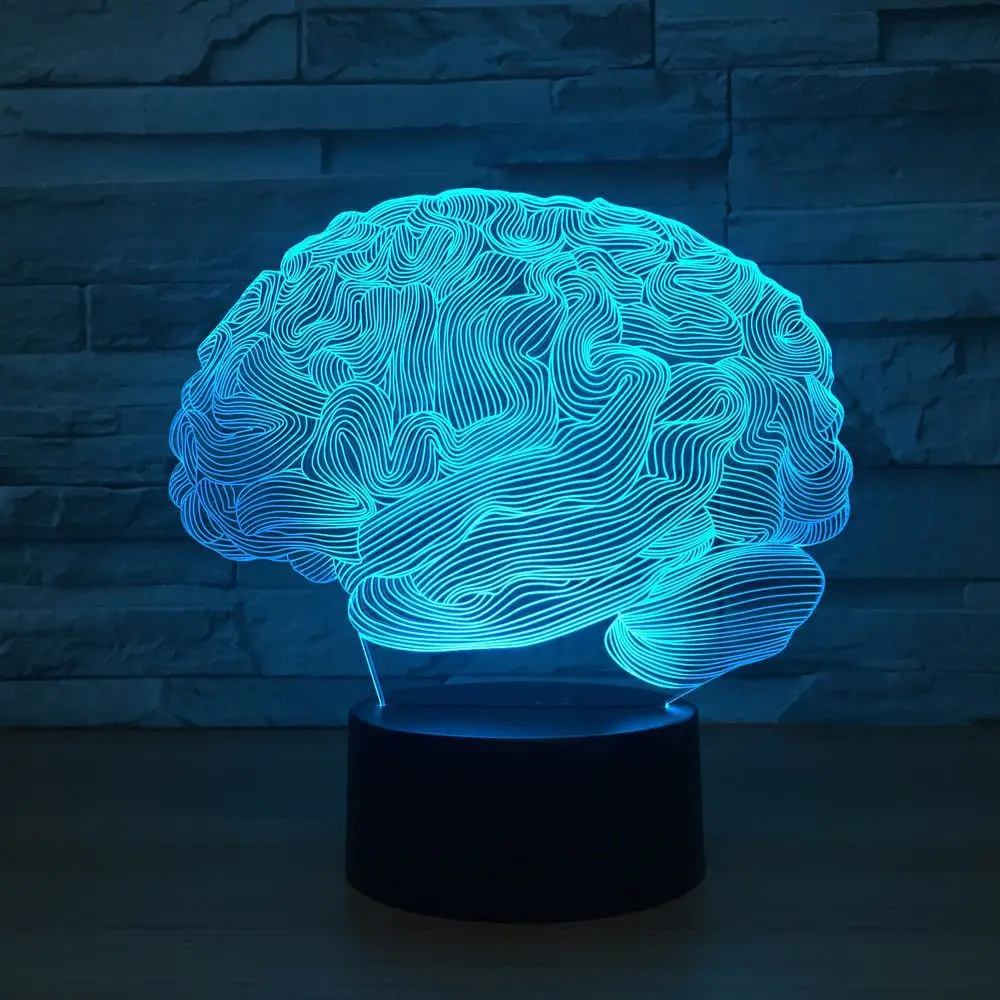 Brain LED 3D Light Night 7 Colors Table Lamp Cute Kids Gift Toy For ...