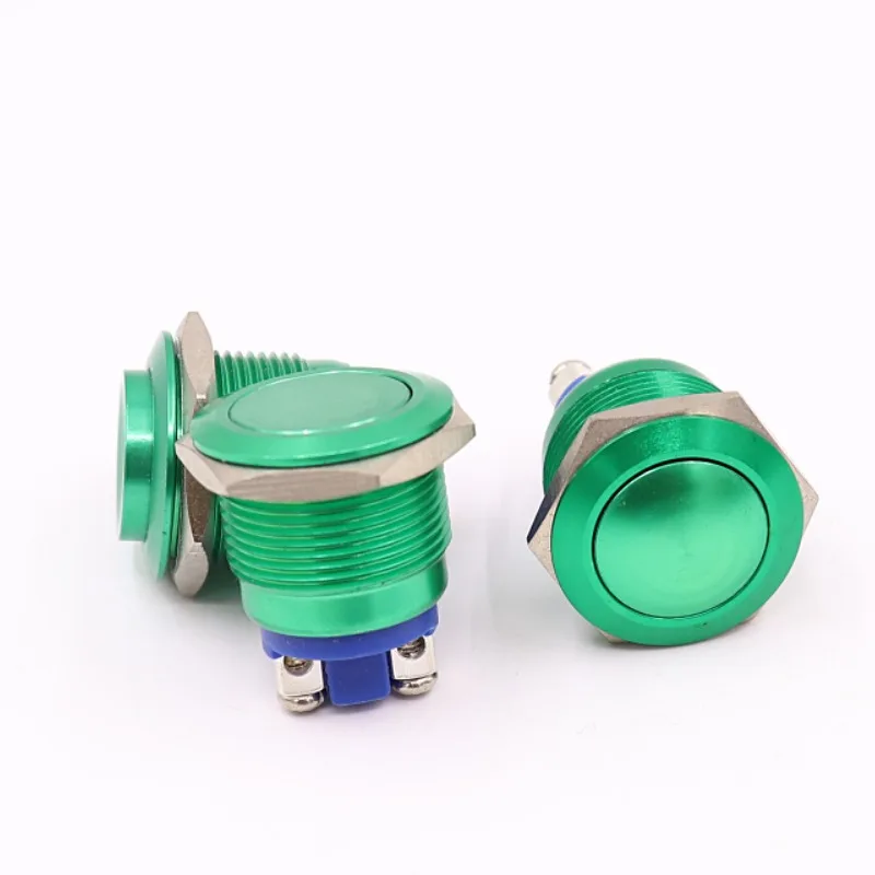 19mm Metal Oxidized Push Button Switch flat round 1NO reset press ...