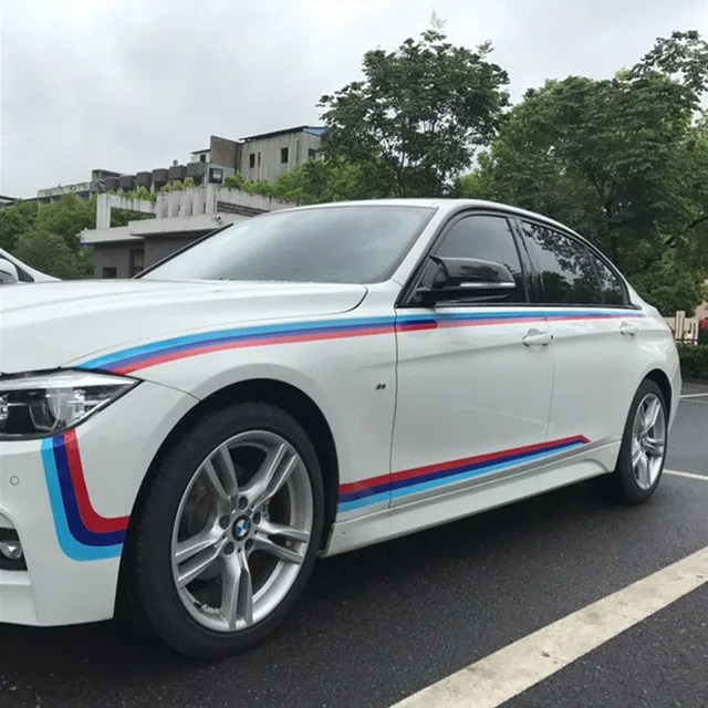 M Colored M Performance Stripe Sticker Sport Tricolor Hood Waist Line ...