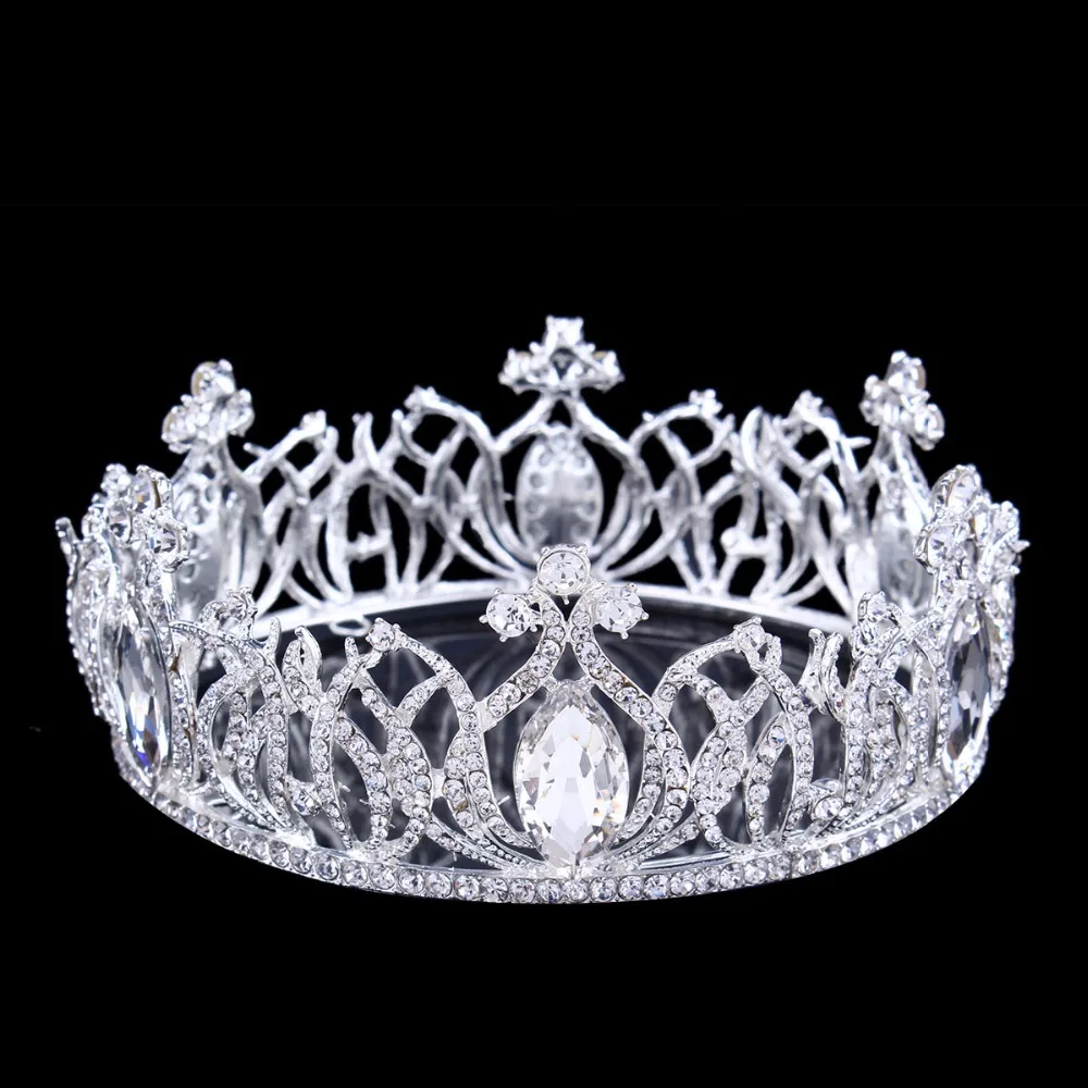 2 Inch Crown Crystal Bridal Gorgeous Tiara Hairband with Rhinestone and ...