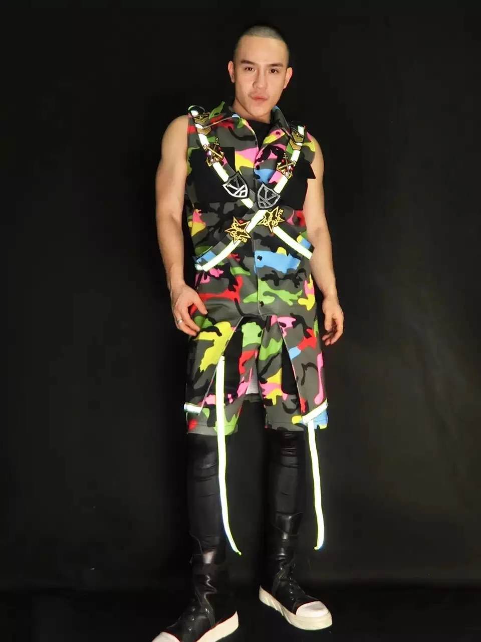 Personality Nightclub Male Singer Dj Long Design Fluorescence ...