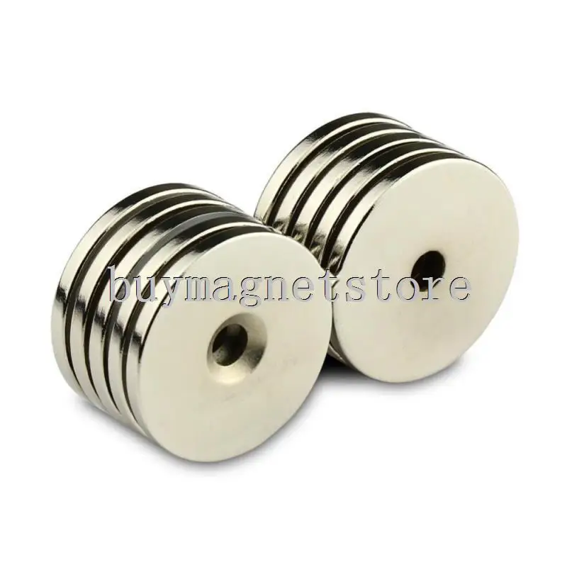 2pcs N50 Super Strong Round Neodymium Countersunk Ring Magnets 30 x 3 ...