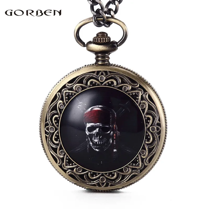 Classic Movie Pirates of the Caribbean Bronze Pocket Watch High Quality ...