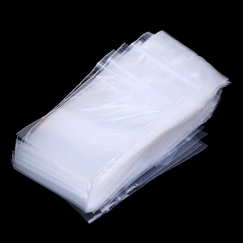 JAVRICK 100pcs Resealable Plastic Seal Zip Lock Bags Transparent Clear