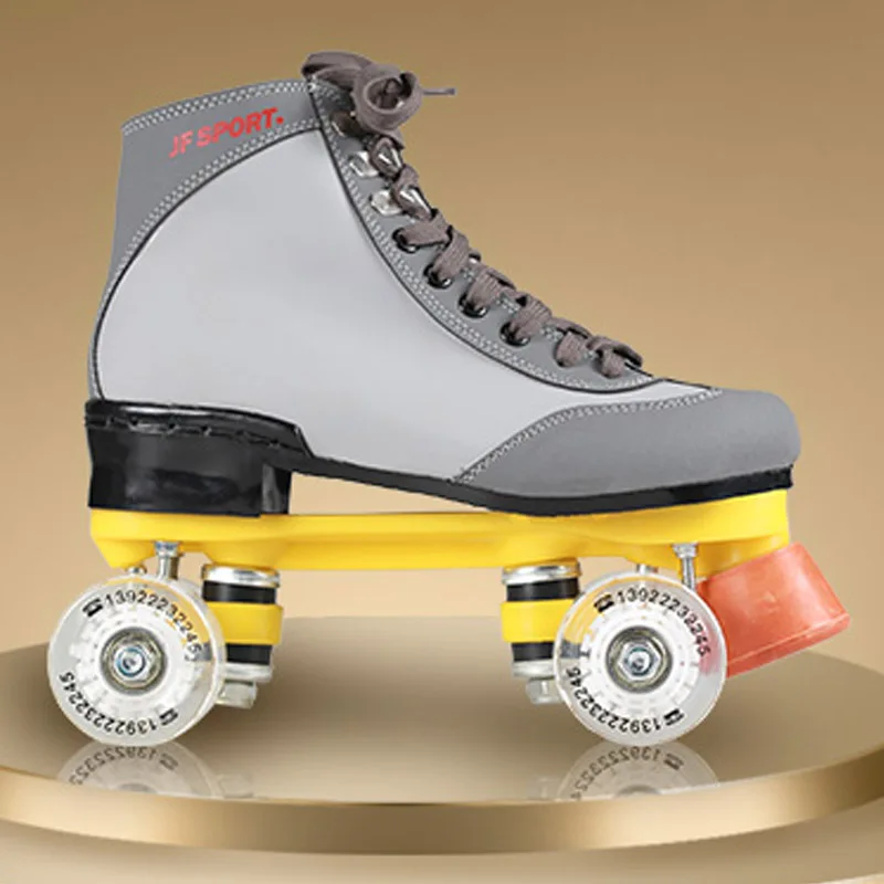 Roller-Skates-Gray-Genuine-Leather-With-Led-Lighting-Wheels-Double-Line ...