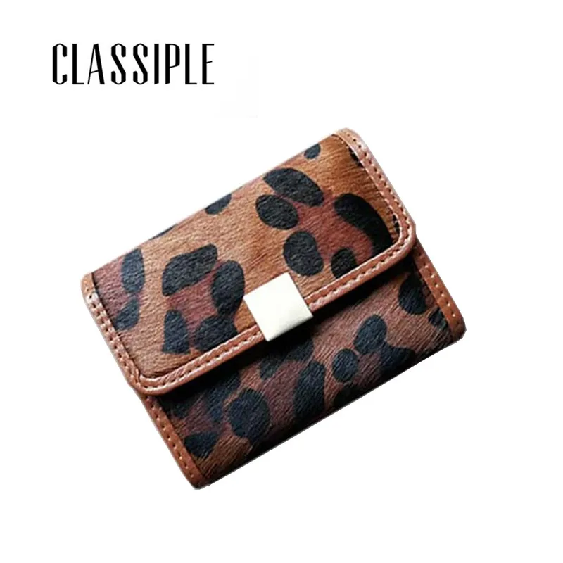 Small Lady Card Wallet Genuine Leather Leopard Horse Hair Women Card ...