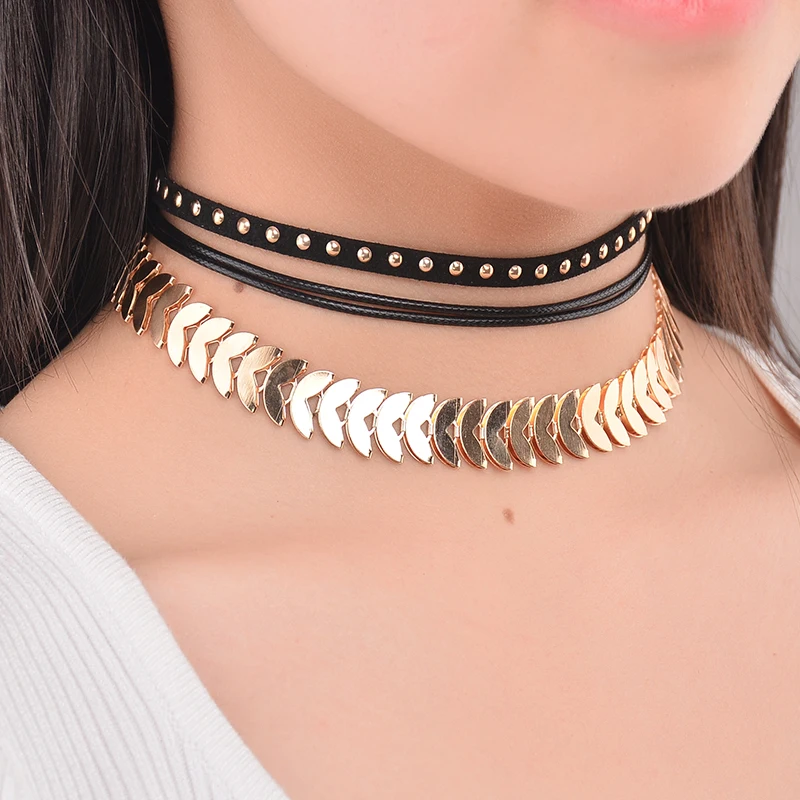 Aliexpress.com : Buy Punk Style Bronzing Velvet 3pcs Choker Necklace ...