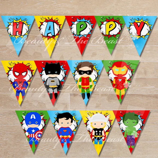 Superhero Banner The Avengers Baby Shower Birthday Party Decorations ...