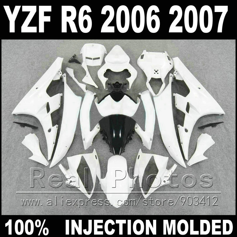 7 gifts body kit for YAMAHA R6 fairing 06 07 Injection molding white ...