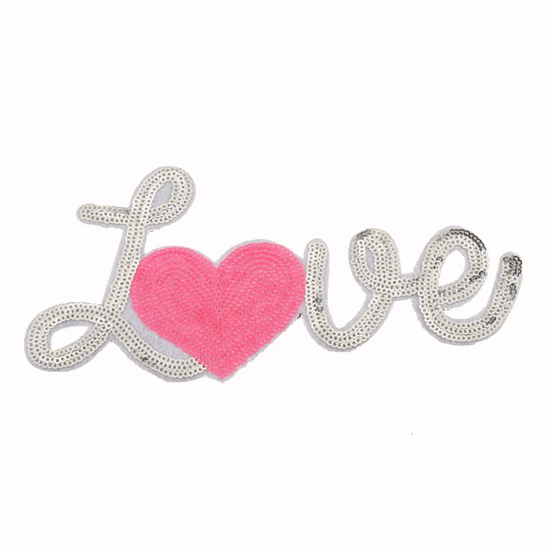 LOVE Patch SEW Iron on Cute Patches Sequins Cheap Embroidered Love ...