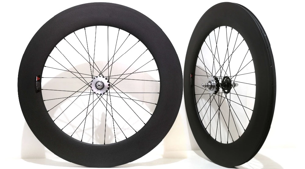 Full carbon 700C track carbon wheels 88mm clincher fixed gear single ...