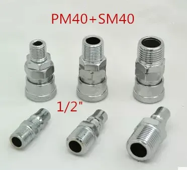 5set/lot Pneumatic Sm40+pm40 1/2" Bsp Thread Air Compressor Hose Quick ...