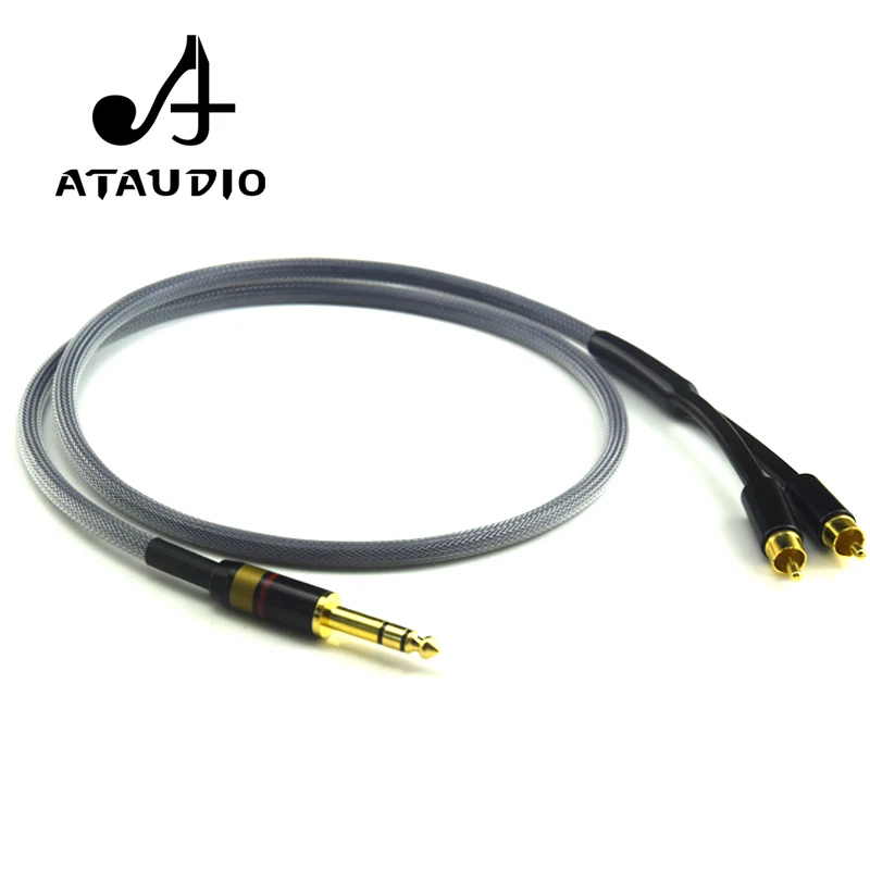 ATAUDIO Hifi 6.35mm to 2RCA Cable Pure Copper Stereo 6.5mm Male to Dual ...