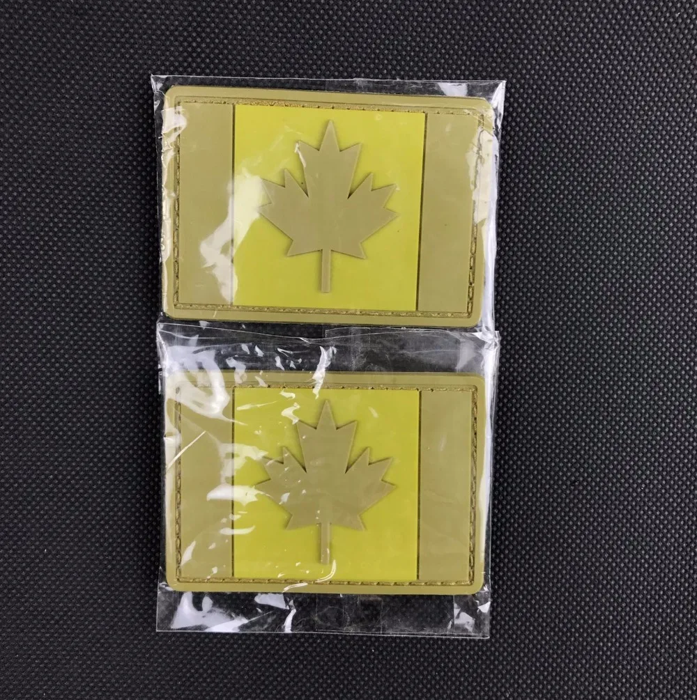 20pcs Rubber Canada Flag Patch 3D PVC Tactical Badge Tan Color Military ...