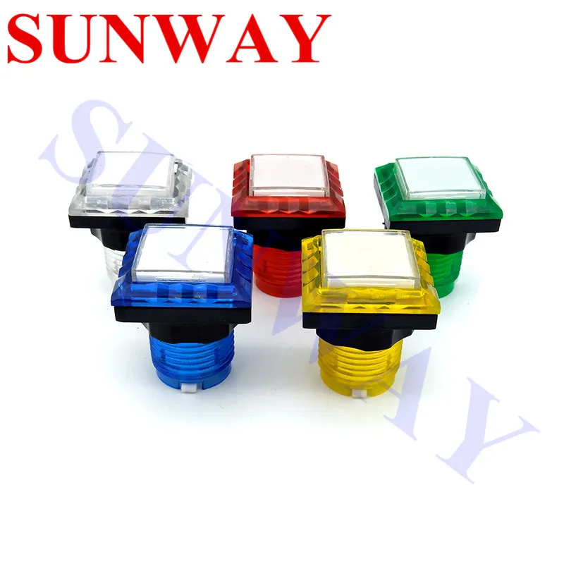 10PCS/Lot Arcade Game 24mm Thread Dia Momentary push button 33mm Square Push Button Momentary ...