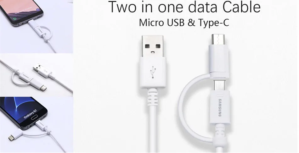 Original Samsung Micro USB Cable & Type C Fast charging 2 in 1 Data ...