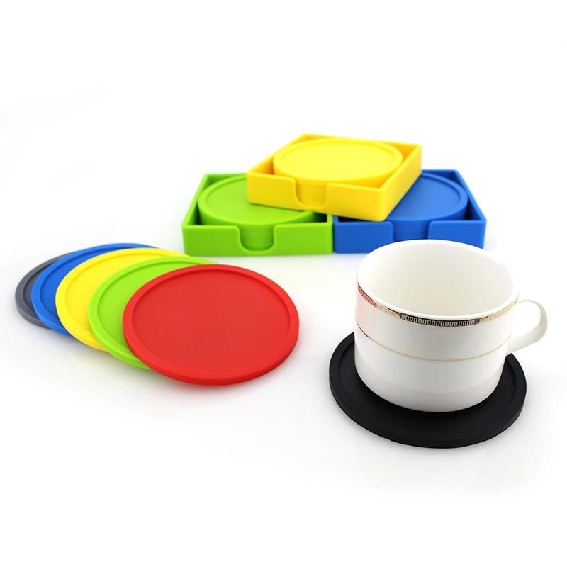 4pcs Silicone Round Cup Mat +1pcs Cup Holder Non slip Insulation Heat ...