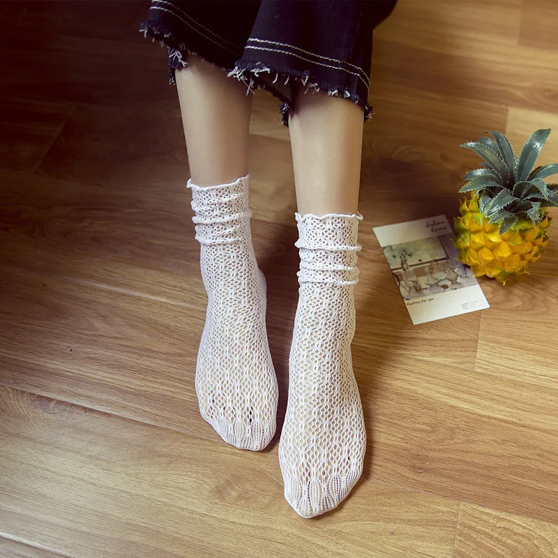 2018 women autumn sexy hollow out lace socks for female ultrathin ...