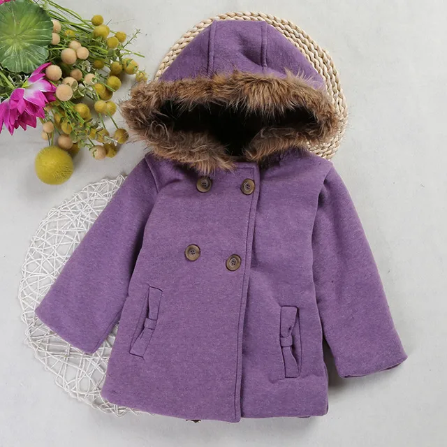 Baby Girl Winter Figured Cloth Purple Coat Children Warm Clothing Girl ...