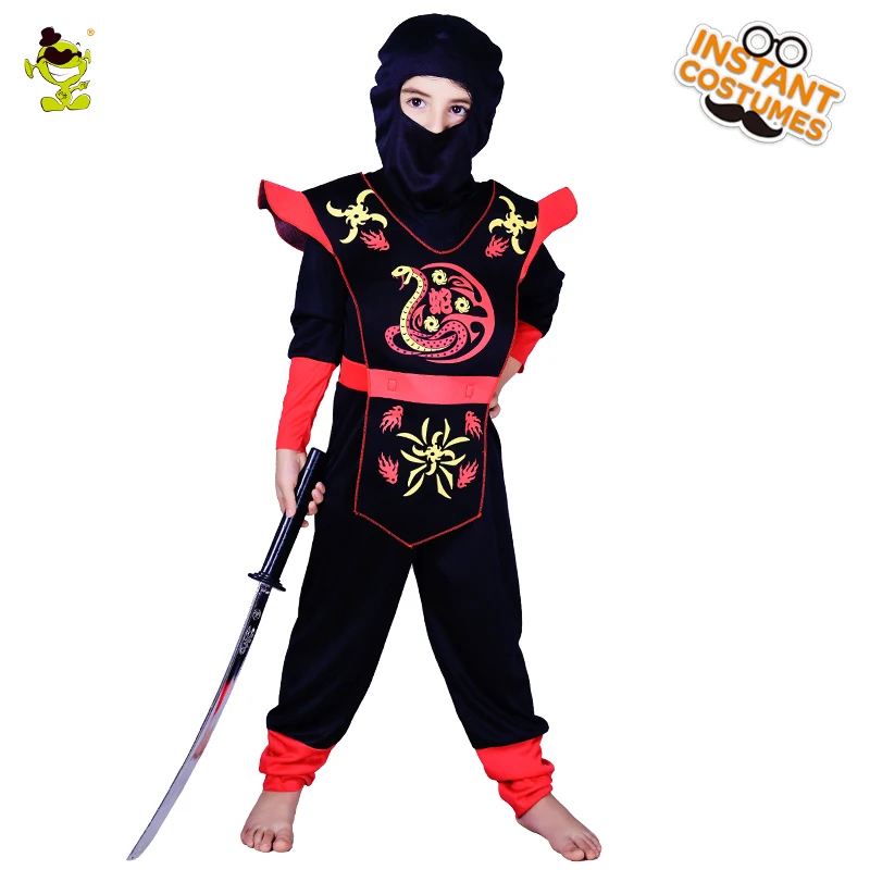 Disfraz de Ninja con capucha y estampado de serpiente roja para niño ...
