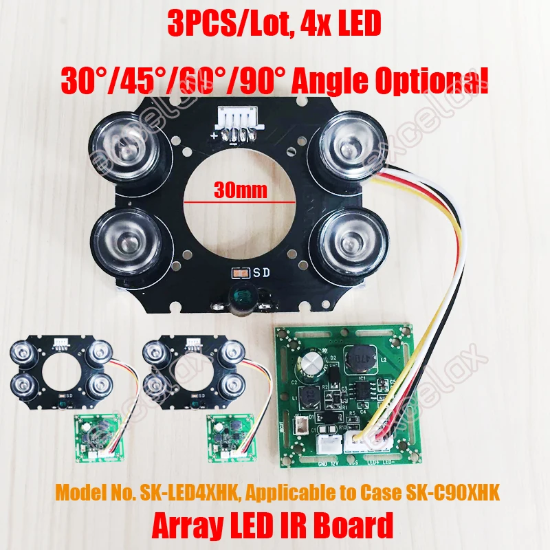 3PCS-Lot-4x-LED-Array-IR-20-50M-42mil-PCB-Board-Size-90-Infrared-Night ...