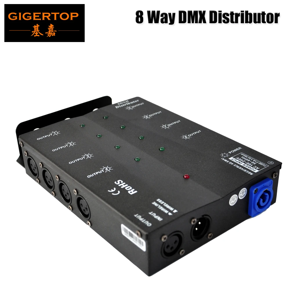 Distribuidor DMX de 8 canales con una entrada, divisor DMX de tamaño ...