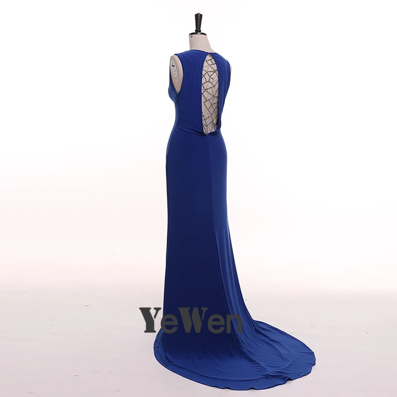 로얄 블루 긴 2018 이브닝 드레스 sleevesless 참조 등이없는 웨딩 파티 드레스 YeWen 어머니 신부 박사 ...