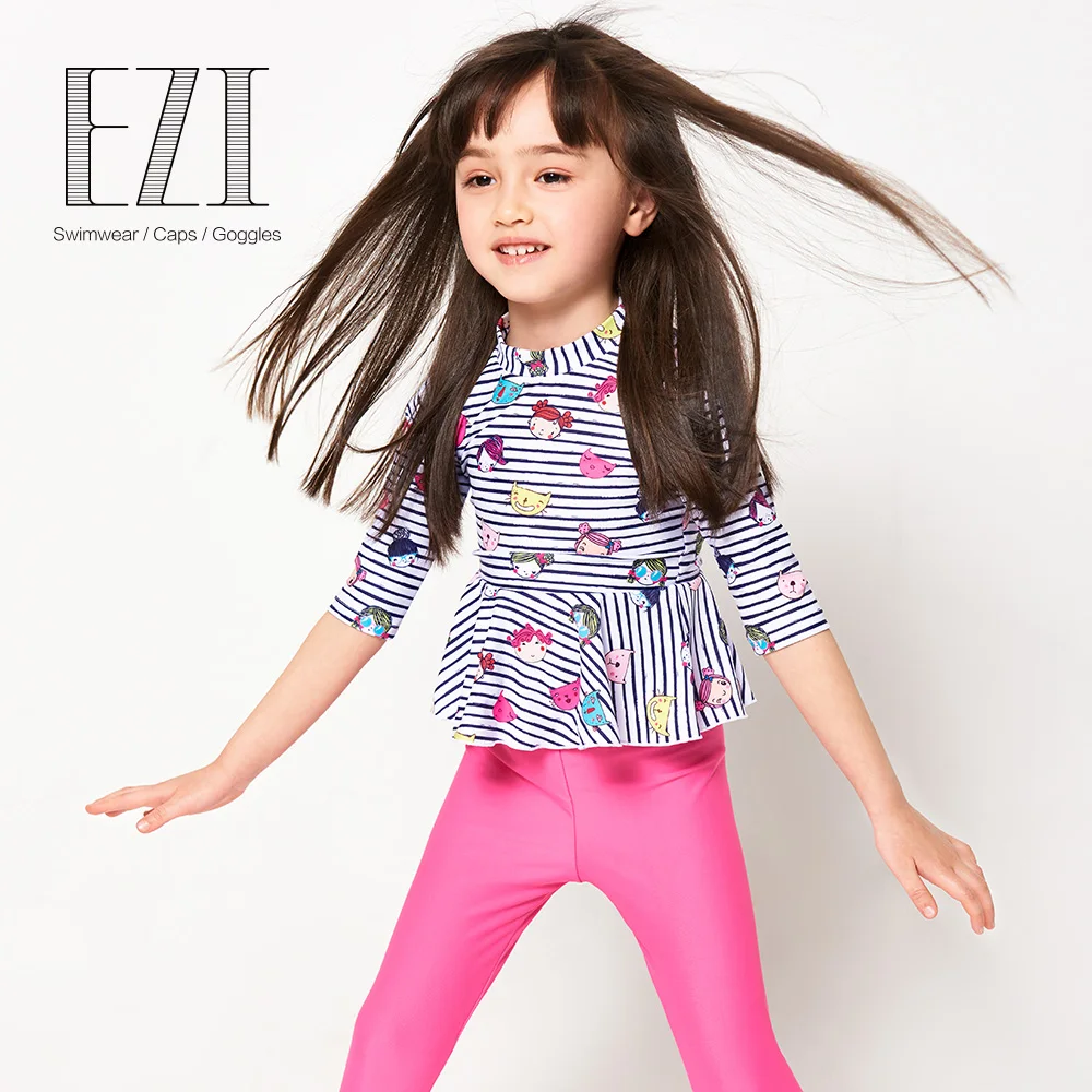 JULY SAND girl's swimwear children swimsuit high waisted suit for kids ...