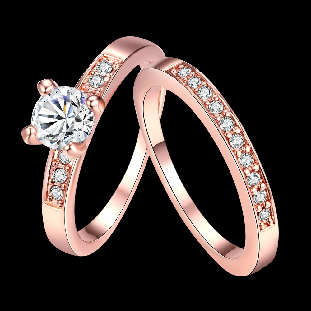 Female Jewelry Promise Engagement Double Rings For Couples Men Women