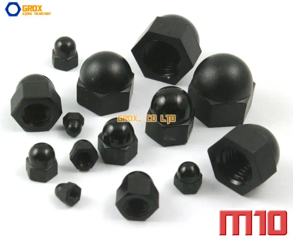 25 Pieces M10 Black Nylon Cap Acorn Hex Nut Insulation Nut - Nuts ...