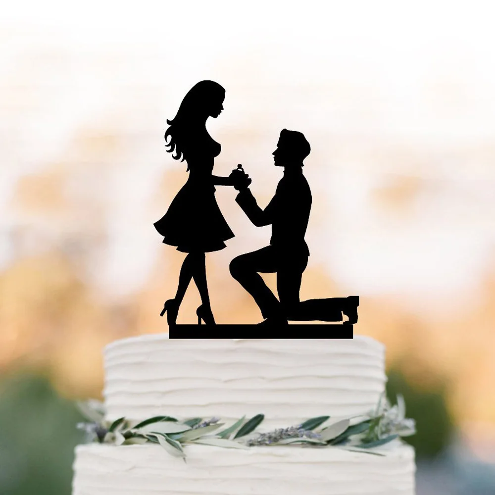 Topper-de-pastel-de-boda-de-compromiso-novia-y-novio-con-anillos-de ...