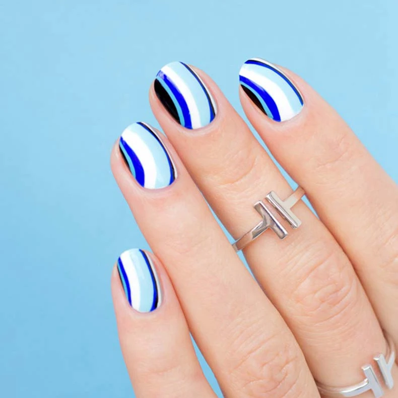 6 Shades of Blue Nails Nail Art Design UV LED Nail Gel Polish Elegant ...