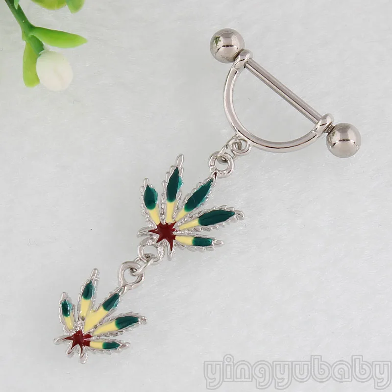 Plant Double Color Maple Crystal Retail 2 pieces/lot Nipple ring body ...