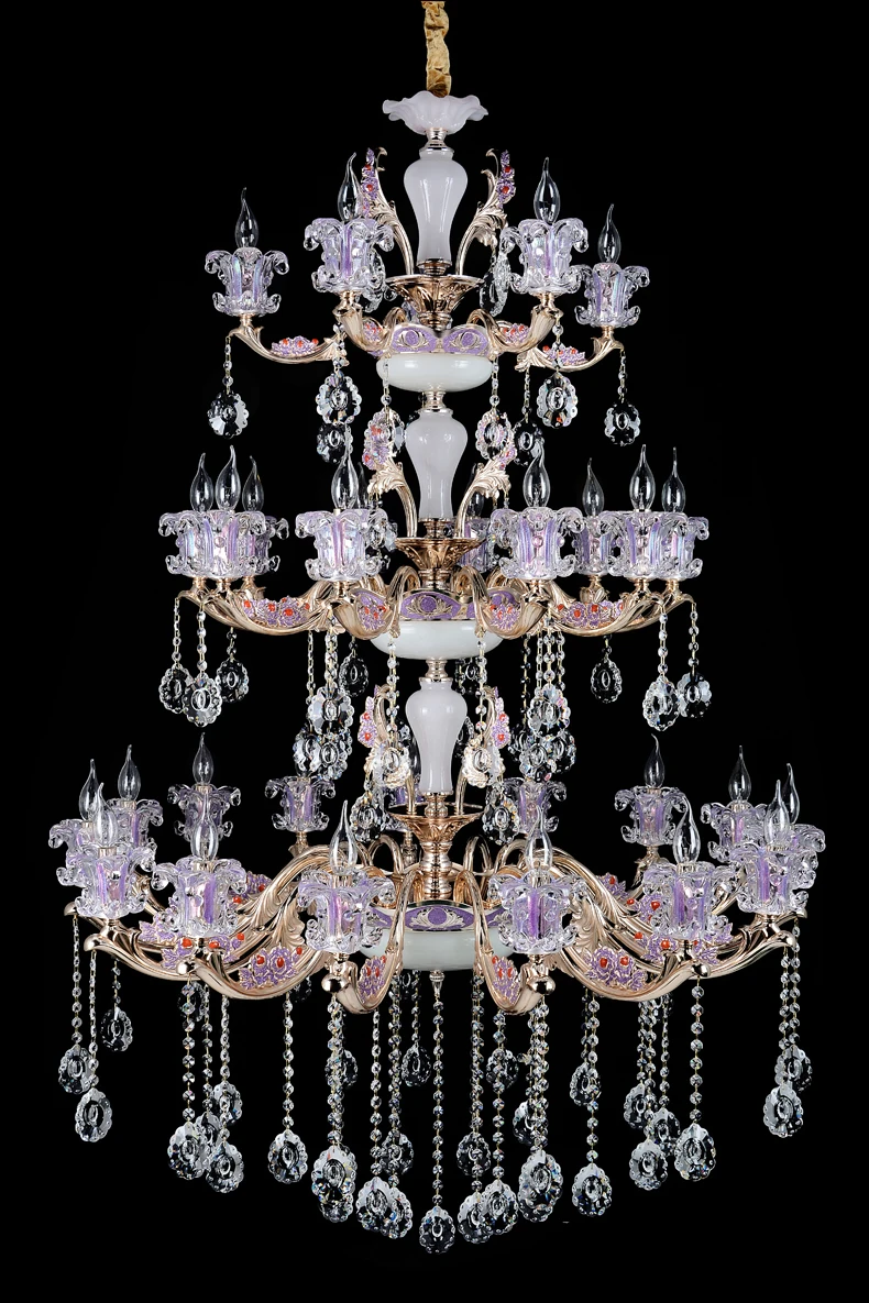 Fancy Purple K9 Crystal Candle Chandelier Light Fixture Luxury Lampara ...