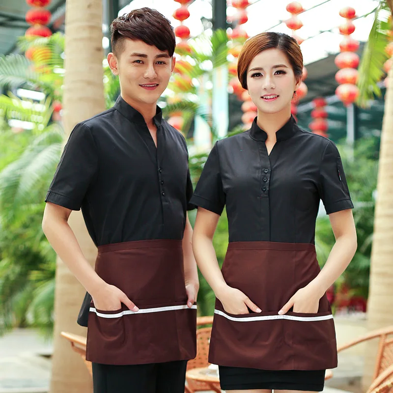 The hotel restaurant waiter overalls overalls short sleeved summer ...