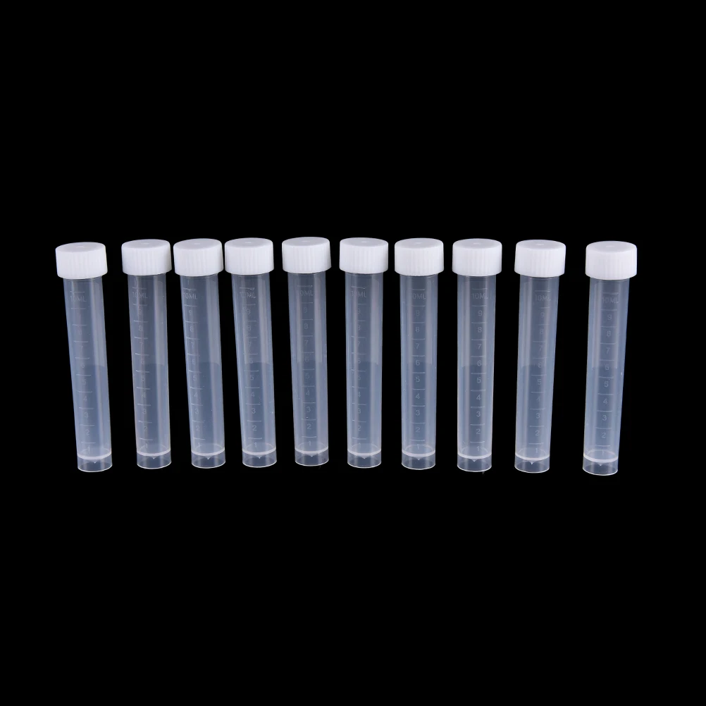 10pcs 10ml Plastic Frozen Test Tubes Vial with Seal Cap School ...