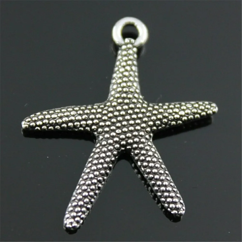 10pcs 2 Colors Antique Gold Antique Silver Tone Silver Starfish Pendant ...