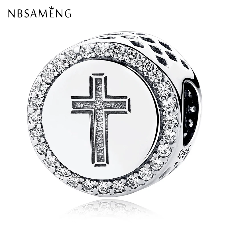 Authentic Original 925 Sterling Silver Charm Bead Faith Cross Charms ...