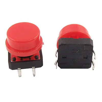 10PCS Red Cap Momentary Tact Tactile Bush Button Switch 4 Pin 12 x 12mm ...