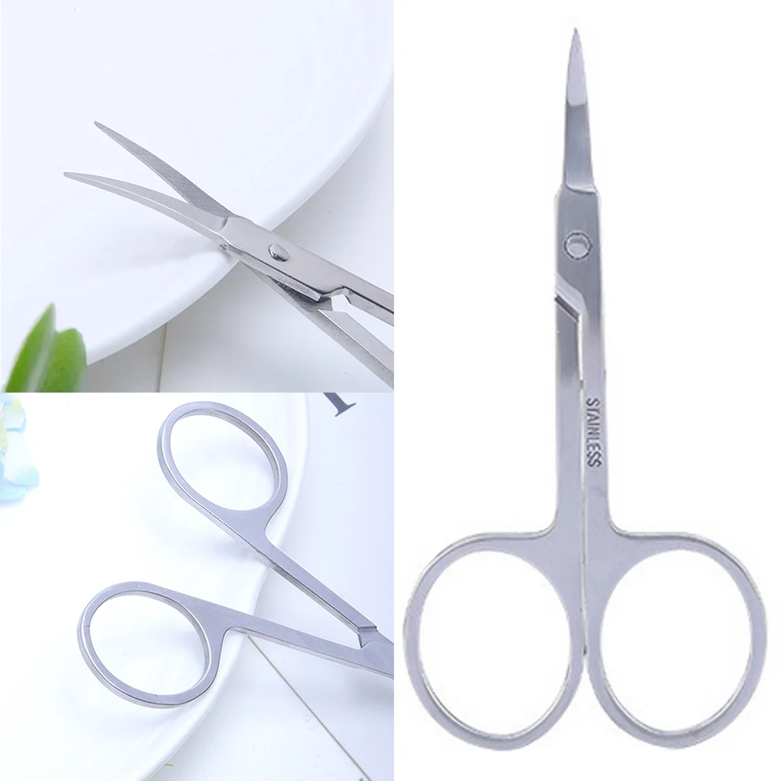 Stainless Steel Sharp Tip Eyebrow Makeup Scissors Manicure Face Hair ...