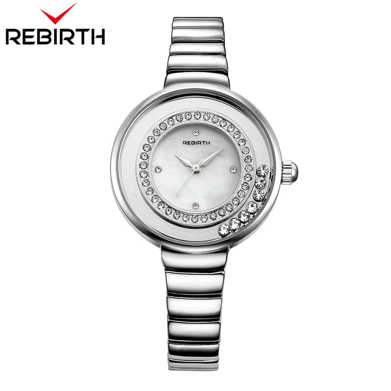 REBIRTH Quartz Women Watches Luxury Diamond Stainless Steel Bracelet 손목 ...