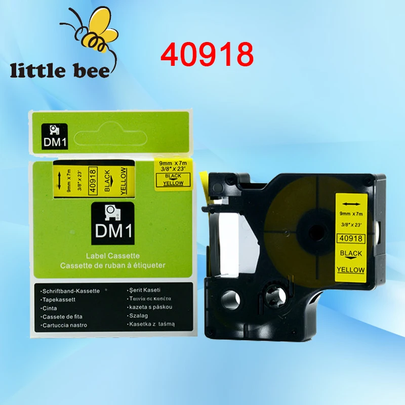 F10pçs/lote fita compatível dymo 9mm 40918 preto em amarelo compatível ...