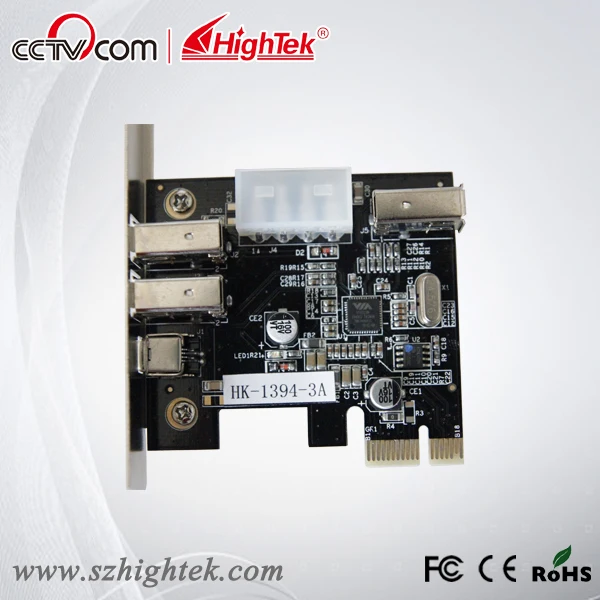 HighTek 1394A PCI e video card, 4 port 1394A PCI e card, IEEE 1394 card ...