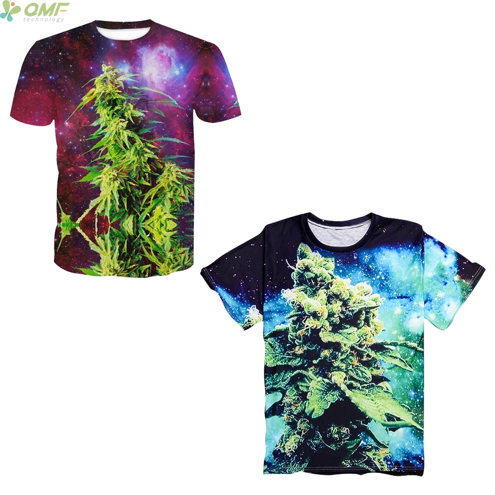 Weed Plant Print Tide Men T shirts Fashion Harajuku Couples Tops Galaxy ...