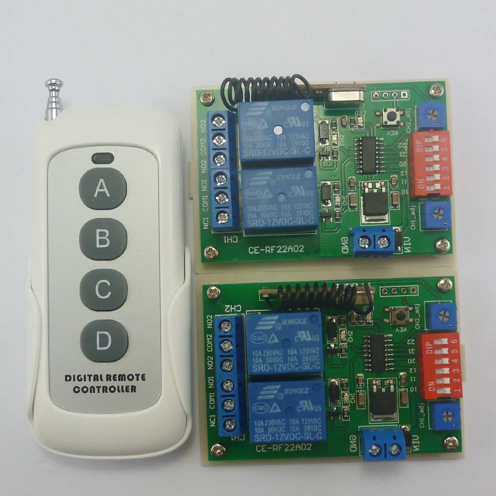 1-Pcs-4-Buttons-Remote-Controls-2-Pcs-Receiver-RF-Access-Control-RF ...