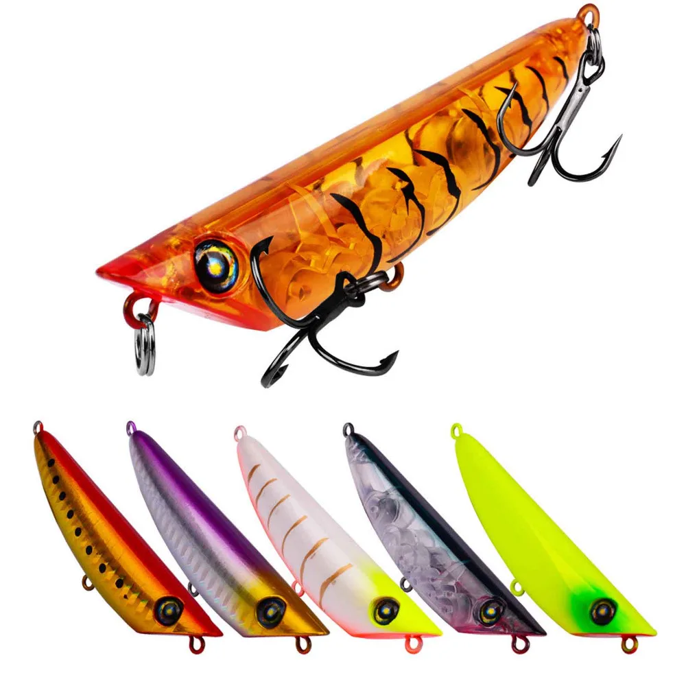 6 piezas Topwater Popper pesca Minnow peces anzuelo señuelo cebos 8,4 ...
