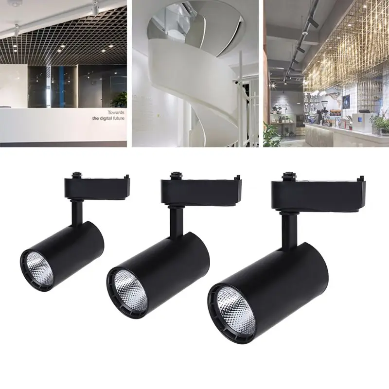 New Black Track LED Light COB Rail Spotlights Lamp Tracking Fixture For ...