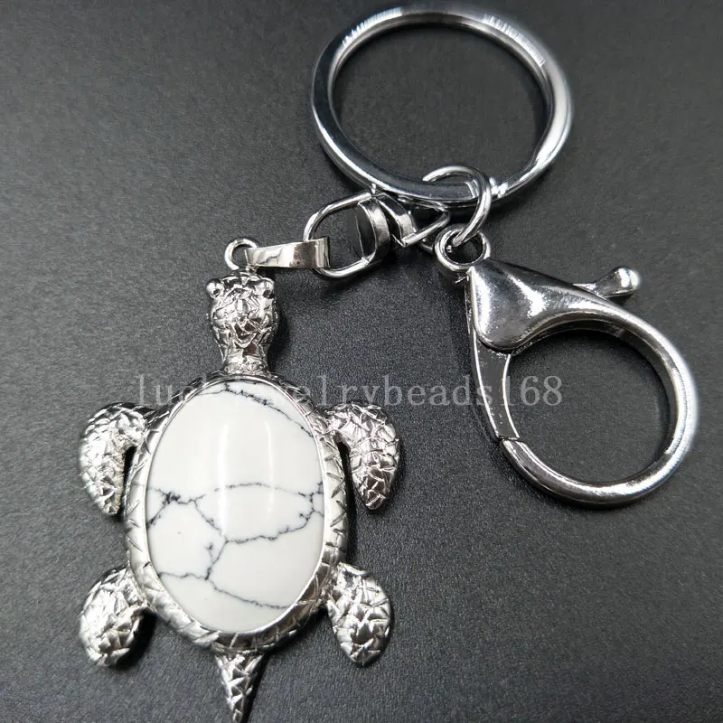 Free Shipping Beautiful jewelry White Howlite Turtle Key Chain Hang ...